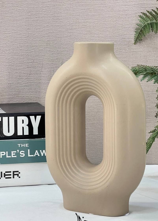 Buy Oval Ring Vase Off White for Stylish Decor | Mirana Decoor