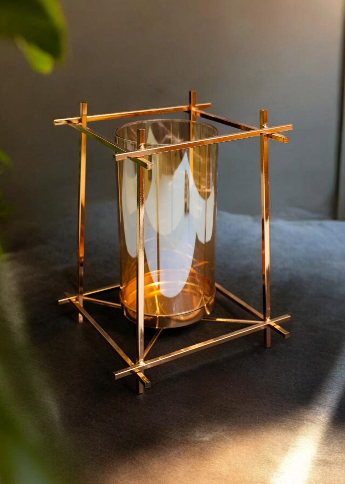 Buy Gold Frame Glass Candle Holder Online | Mirana Decoor